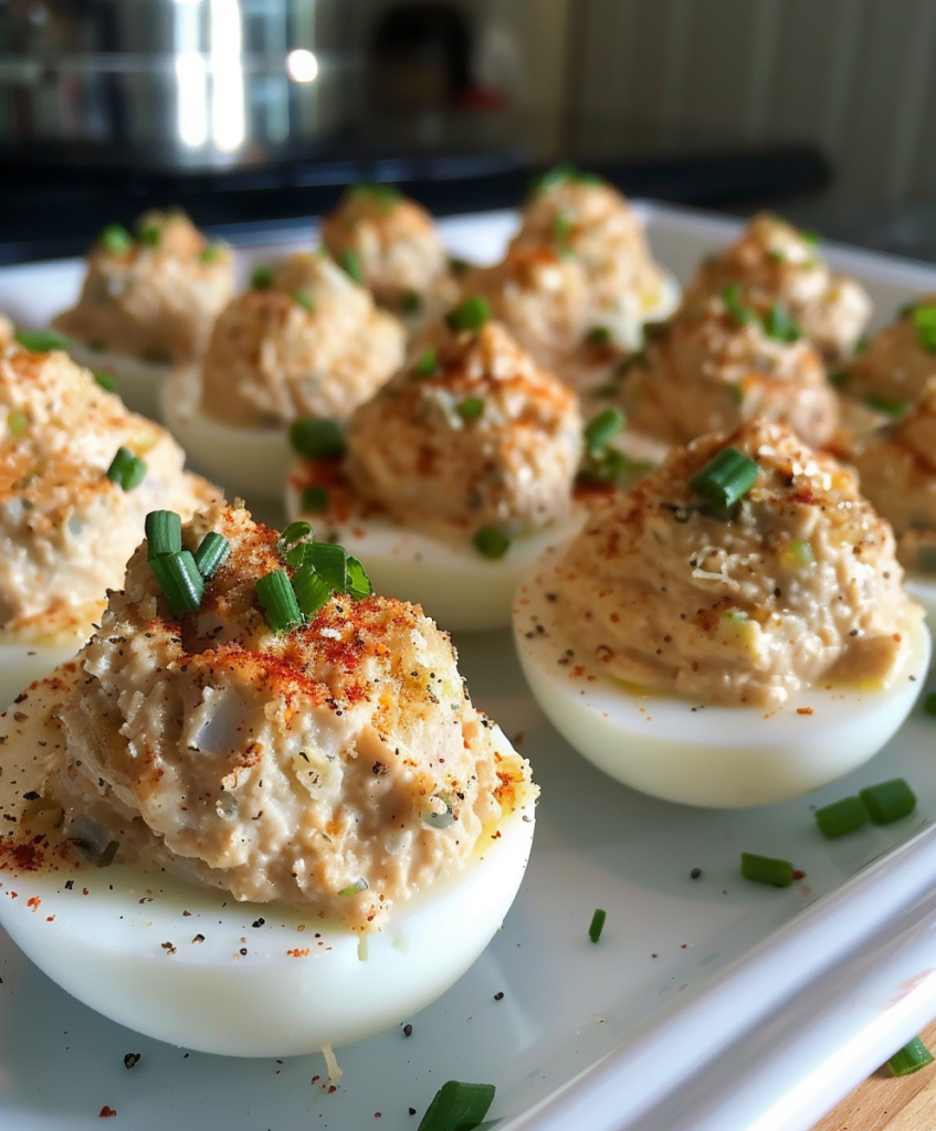 Tuna stuffed deviled eggs