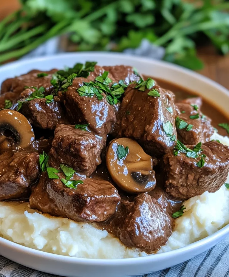 Melt In Your Mouth Beef Tips with Mushroom Gravy