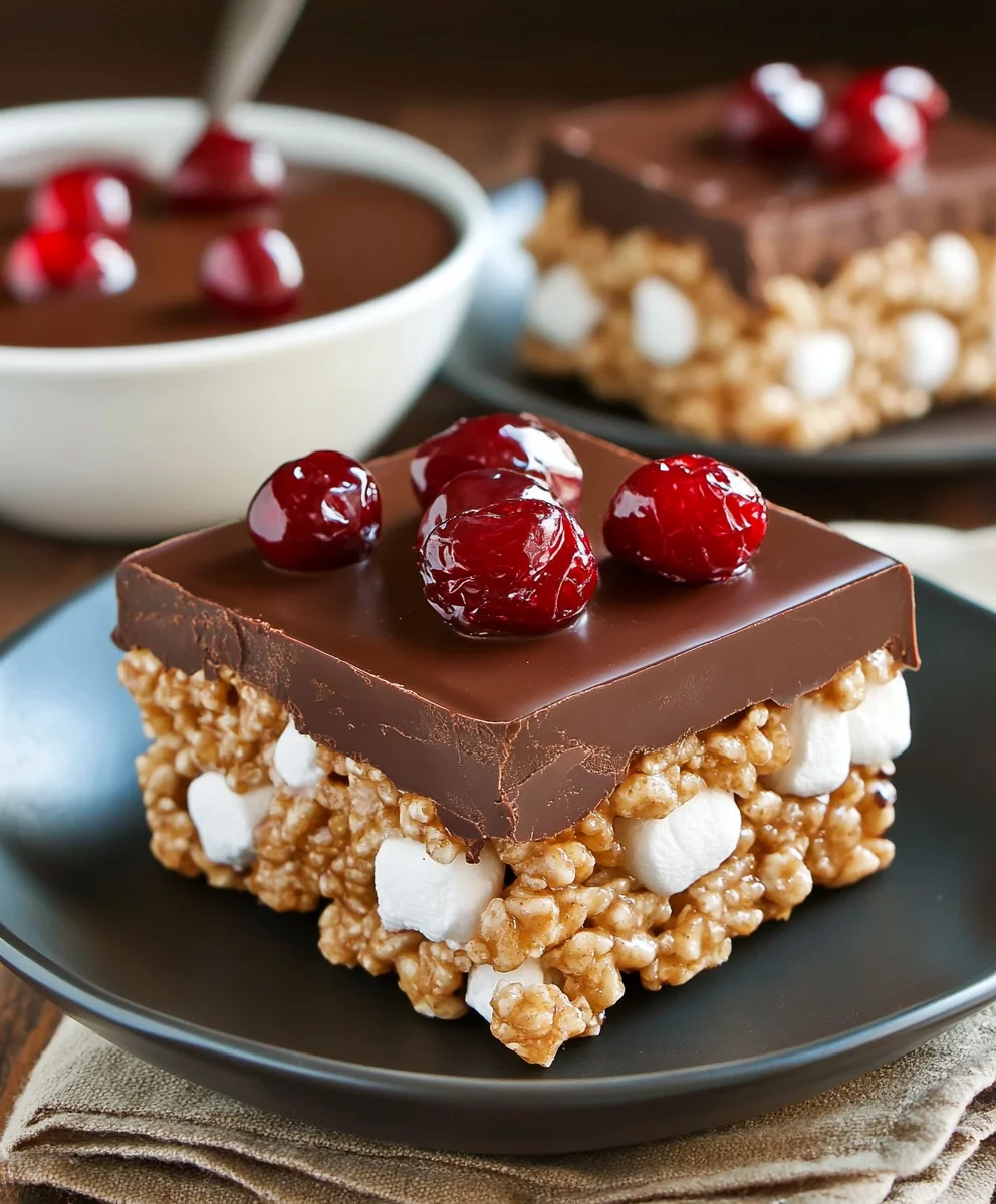 Chocolate Covered Cherry Rice Krispies Treats