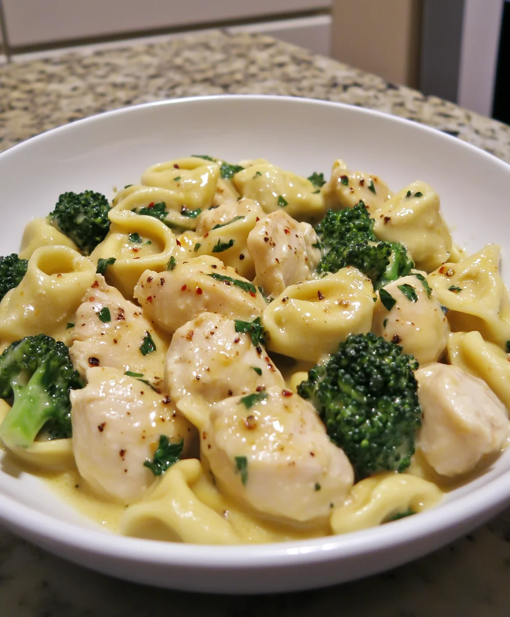 Garlic Parmesan Tortellini with Chicken and Broccoli
